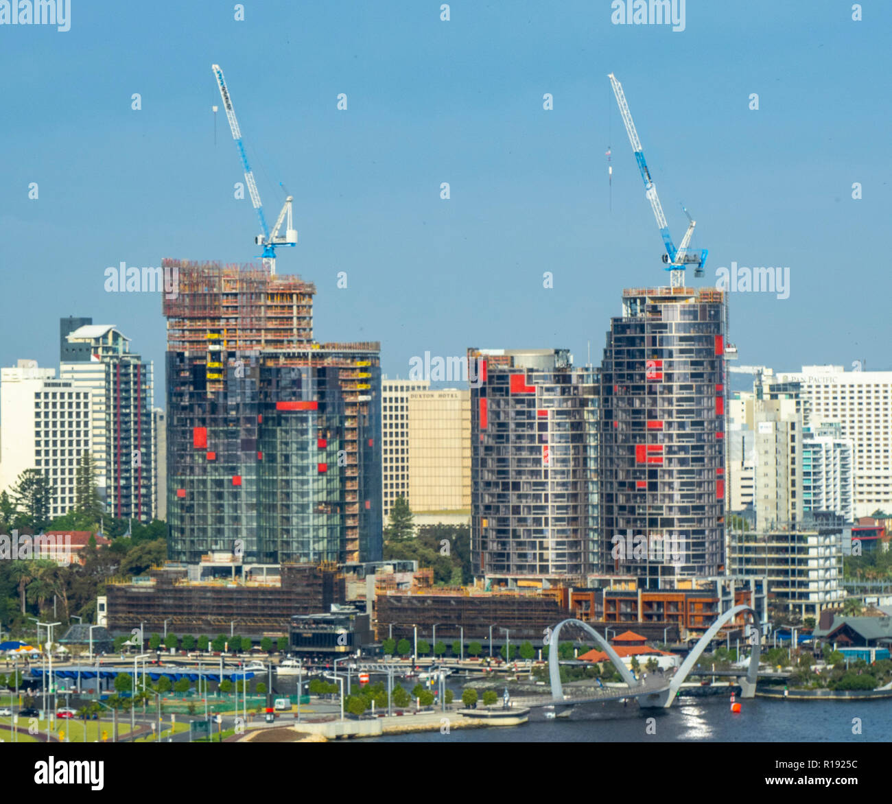 High rise apartment and hotel towers under construction at Elizabeth ...