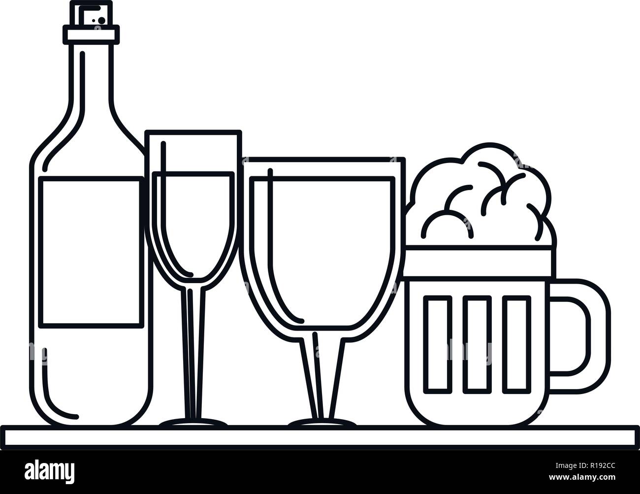 delicious wine and beer cartoon vector illustration graphic design ...