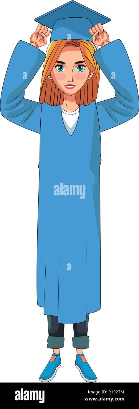 graduate young woman body cartoon vector illustration graphic design ...
