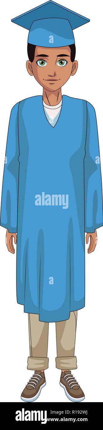 young graduate man body cartoon vector illustration graphic design ...