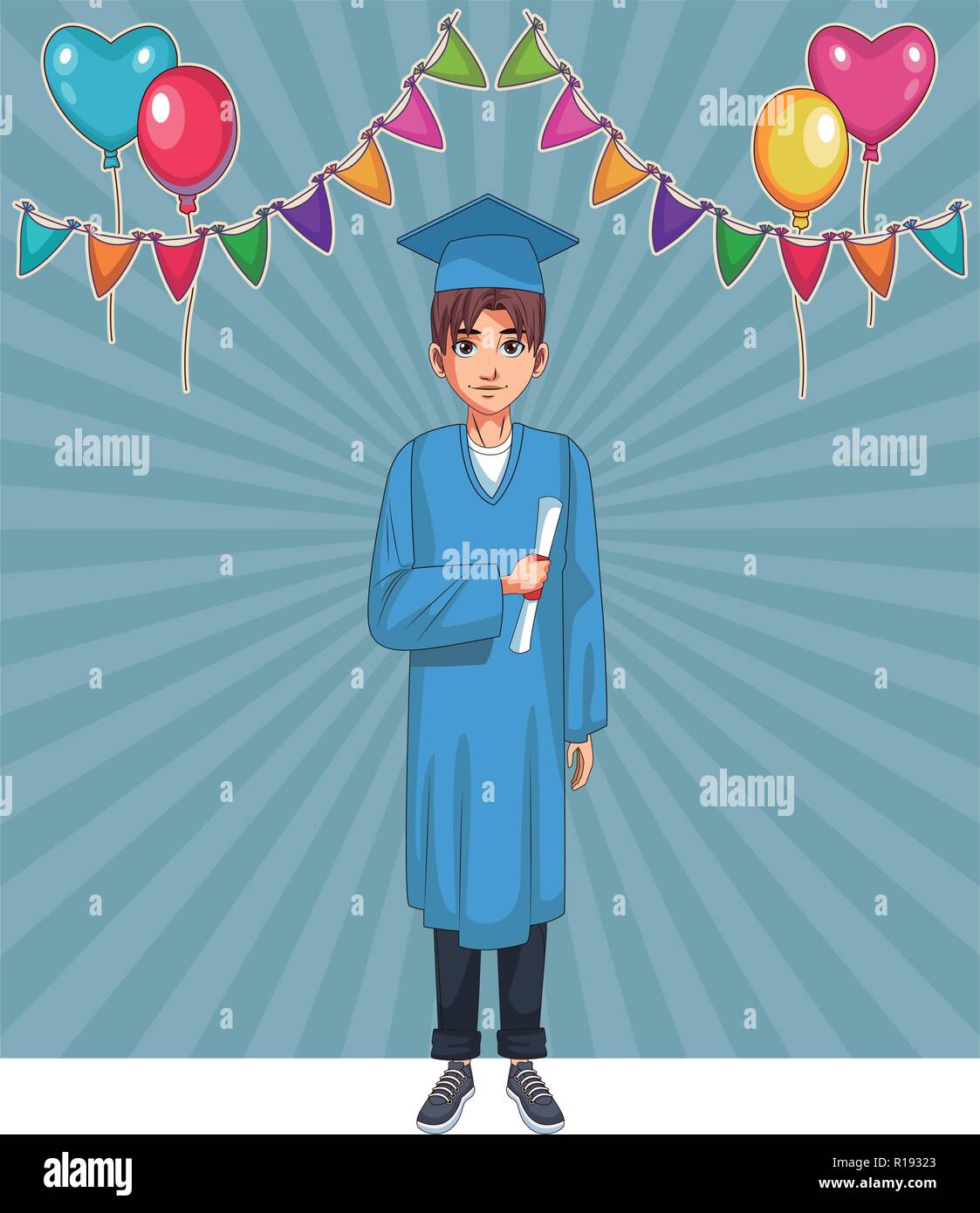 young graduate man in the party cartoon vector illustration graphic ...