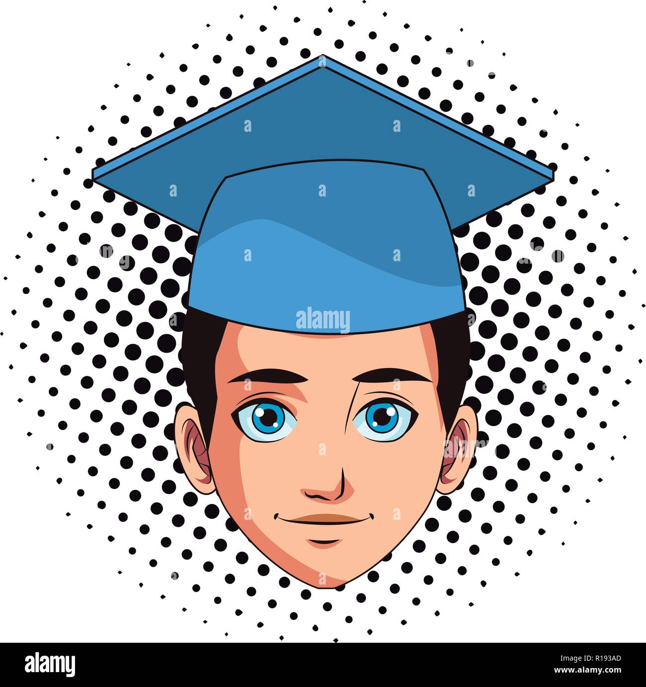 pop art young graduate man face cartoon vector illustration graphic ...