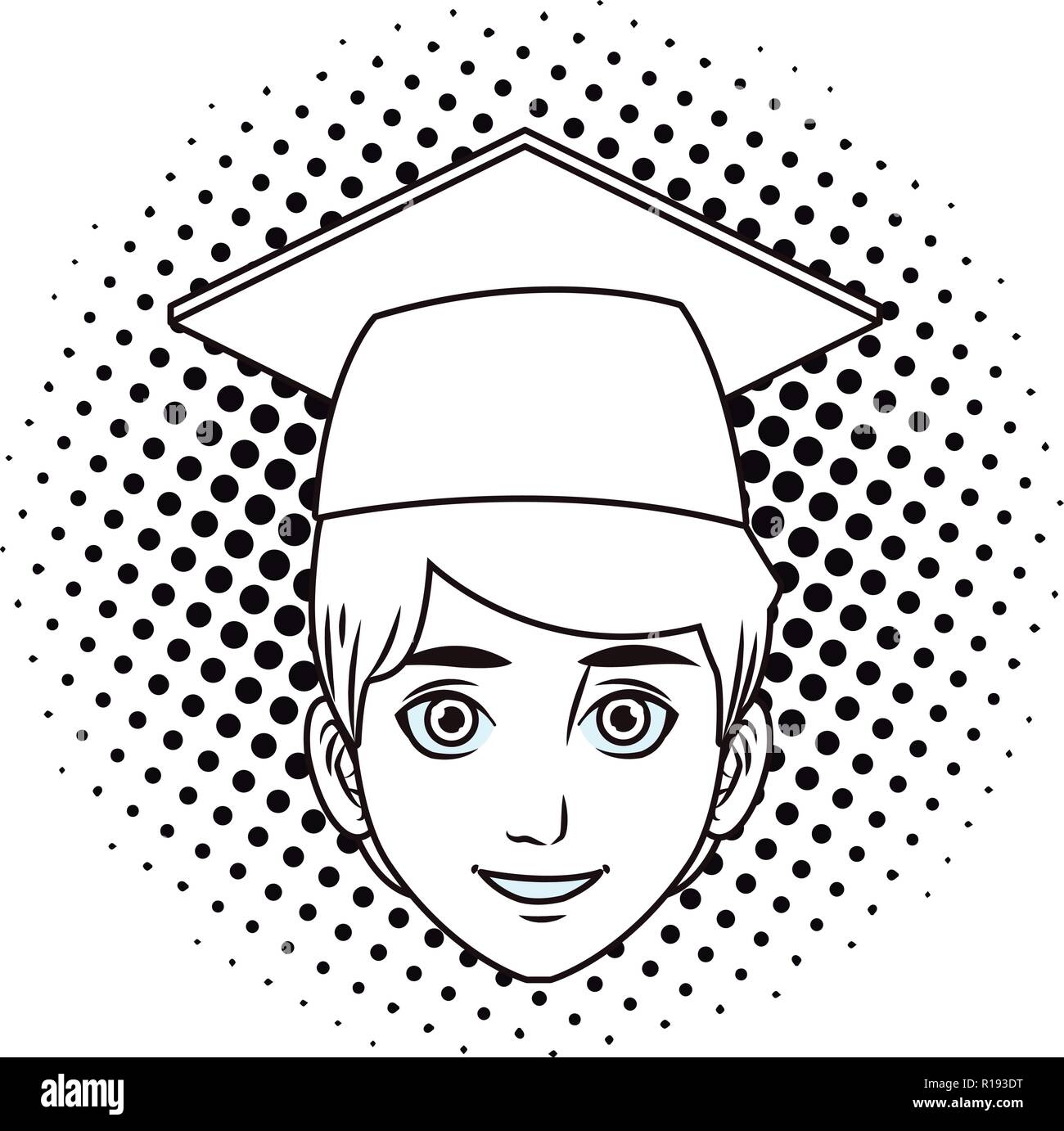 pop art young graduate man face cartoon vector illustration graphic ...