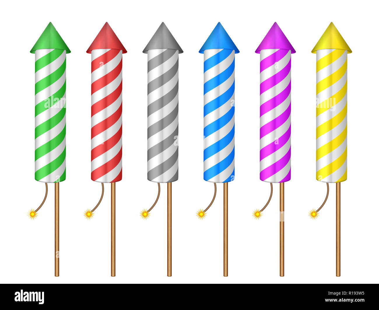 Firework rockets on a white background. Vector illustration Stock Photo ...