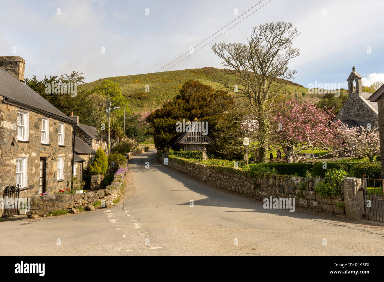 The village of LLangian, with St. Cian Church Gwynedd ,North Wales Llyn ...