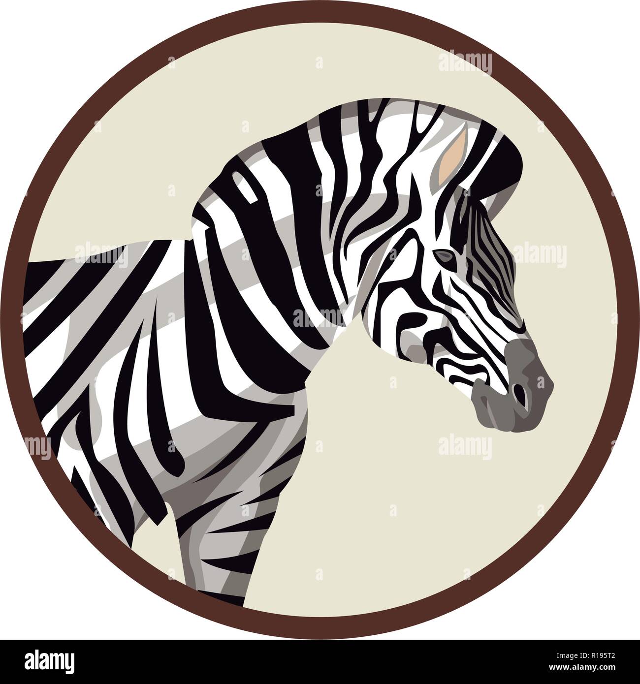 Zebra wild animal round icon isolated vector illustration graphic ...