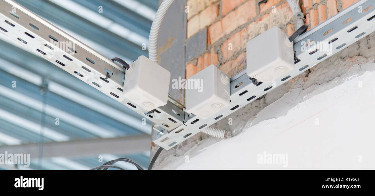 Industrial electric pvc boxes and tray system Stock Photo - Alamy