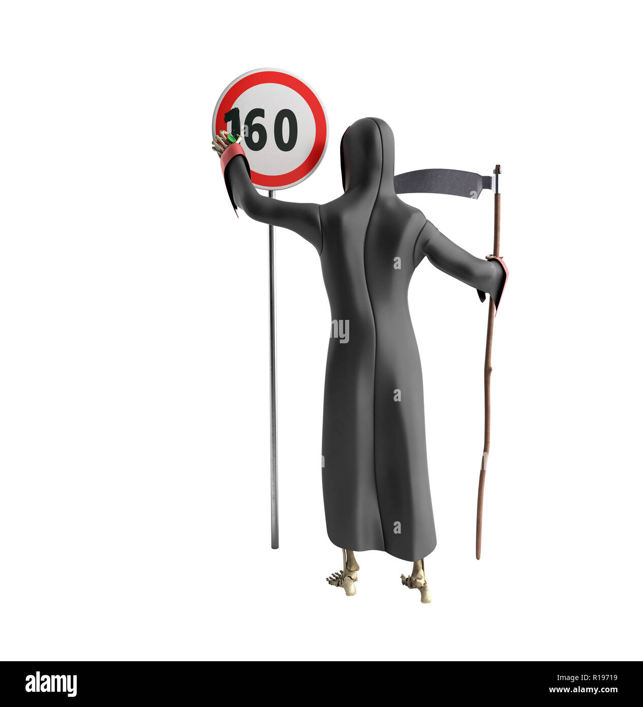 Concept of dangerous excess speed Death drawing a figure on a speed ...