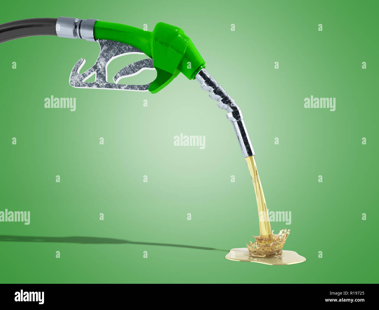 eco Fuel concept nozzle pump with hose 3d render on green background ...