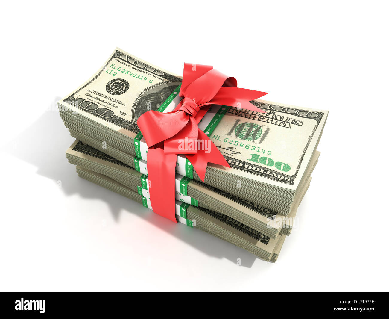 concept of money Deposite Bonus Stack of dollar bills Cash With Red Bow ...