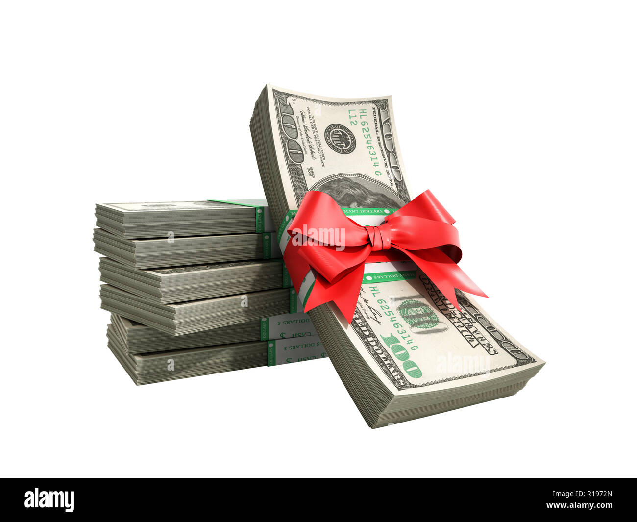 concept of money Deposite Bonus Stack of dollar bills Cash With Red Bow ...