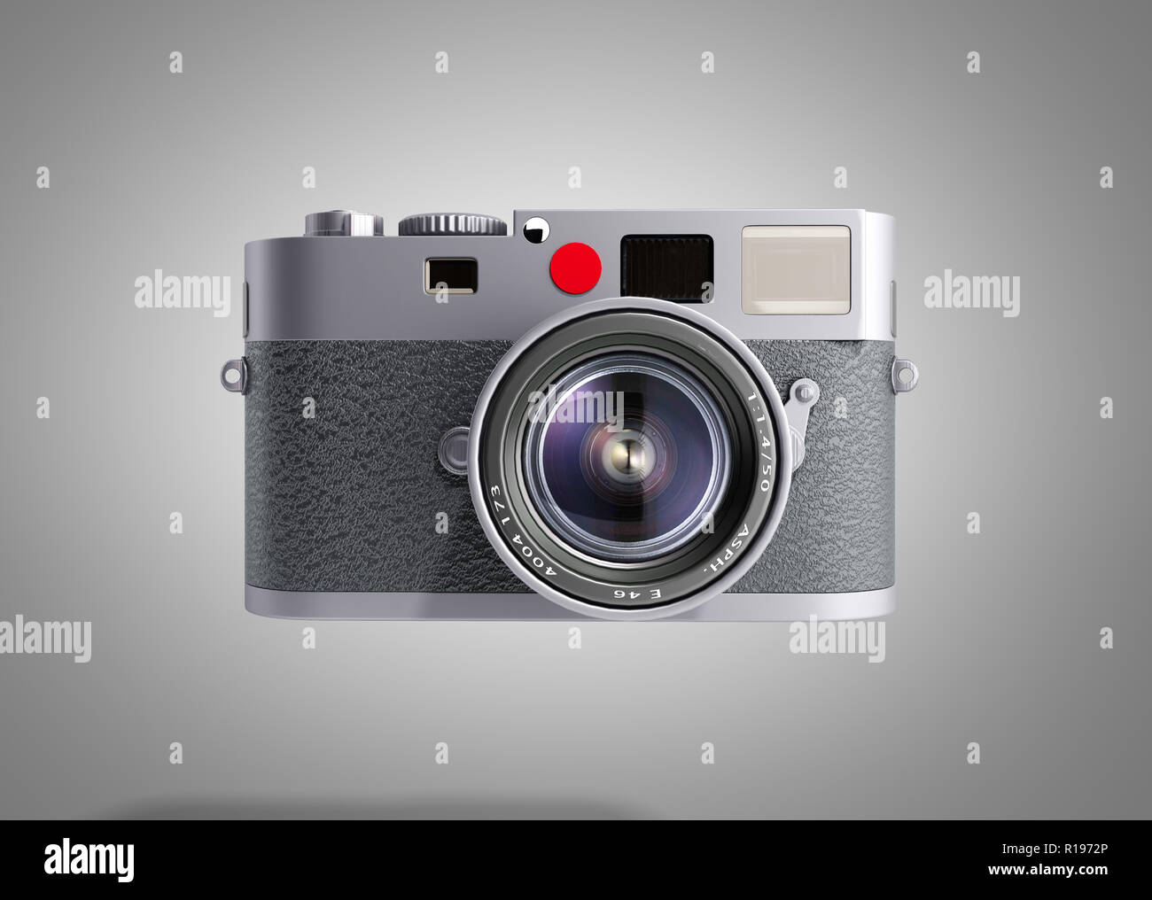 old photo camera 3d render on grey background Stock Photo - Alamy