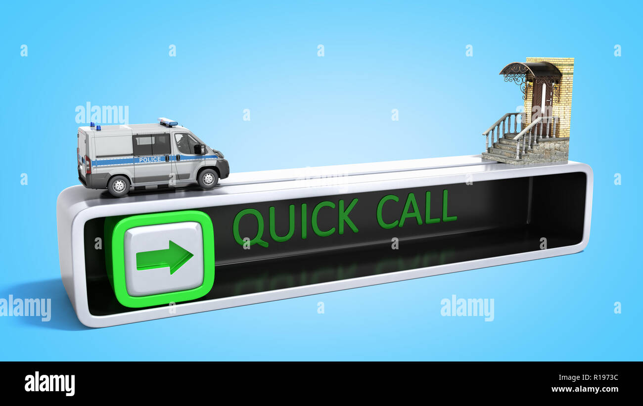 concept of quick call of police 3d render on blue Stock Photo - Alamy