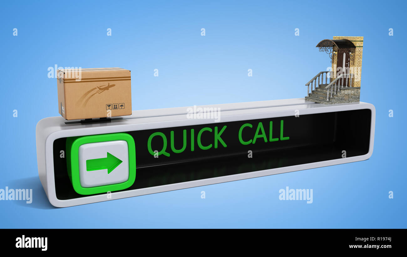 concept of fast order of express delivery at the door 3d render on blue ...