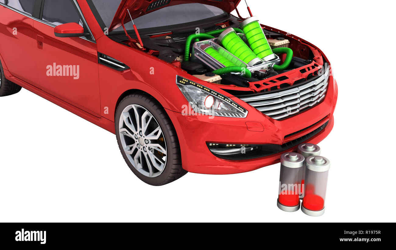 concept of battery capacity of an electric car batteries under the hood ...