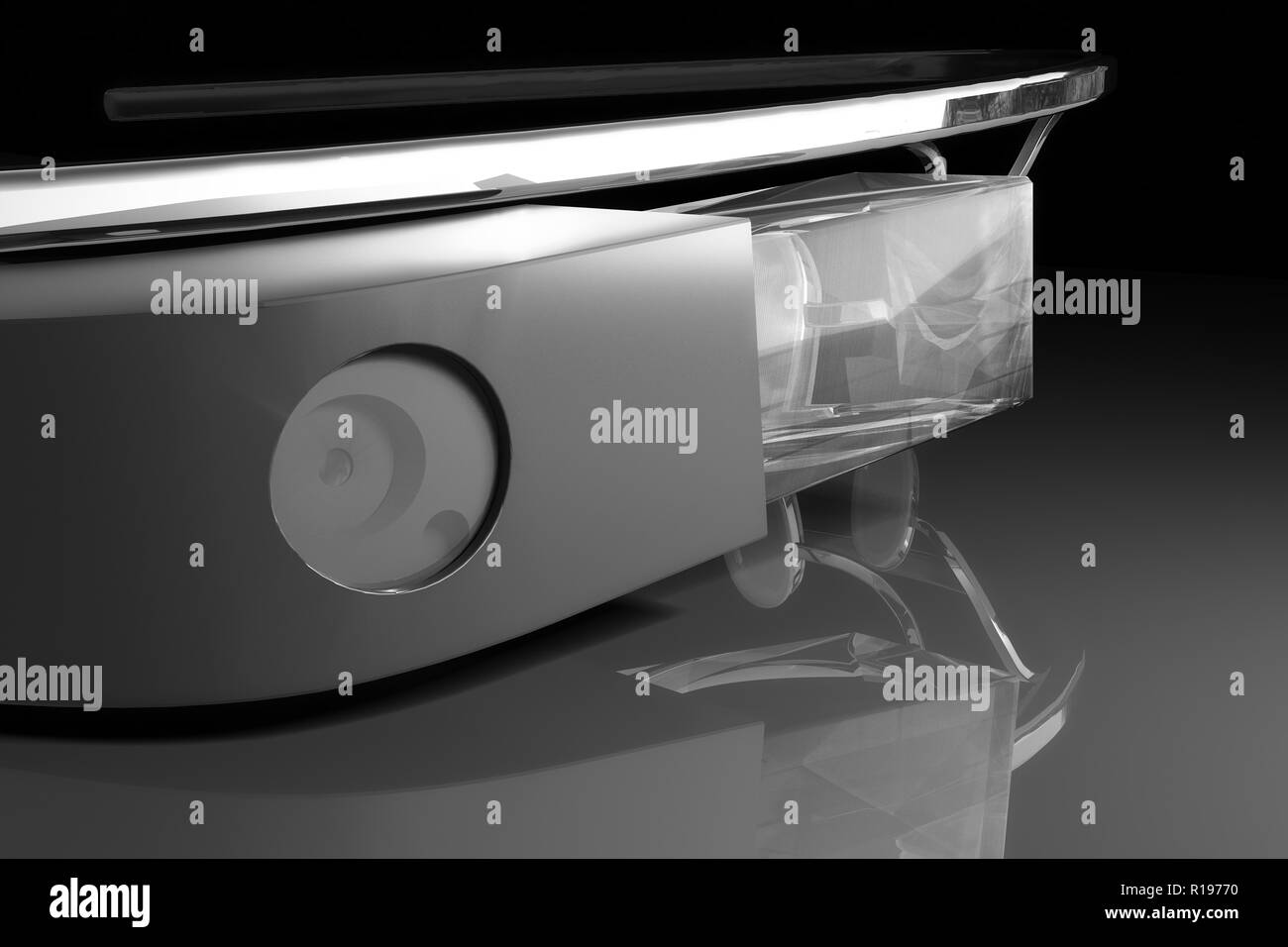 Interactive glasses 3d render on white glossy stain Stock Photo - Alamy