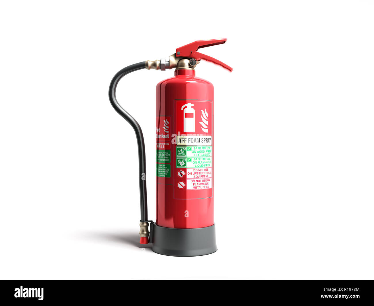 aff foam spray Fire extinguisher 3d render on white background Stock ...