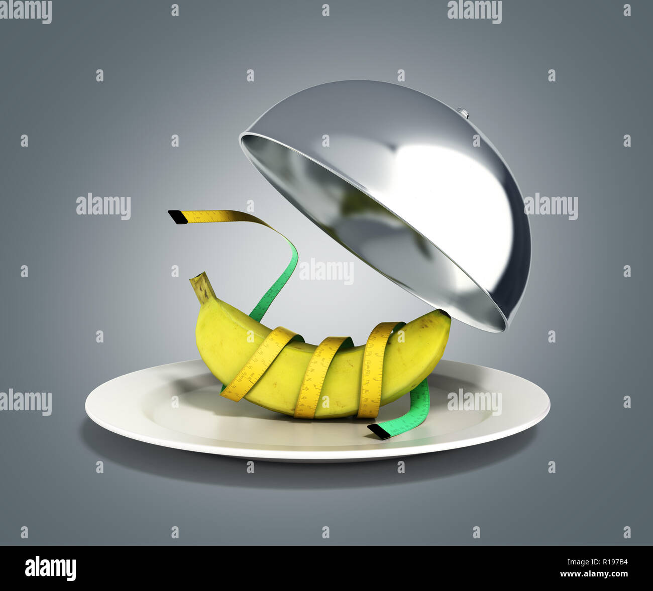 Concepts for a healthy food Restaurant cloche with open lid 3d render ...