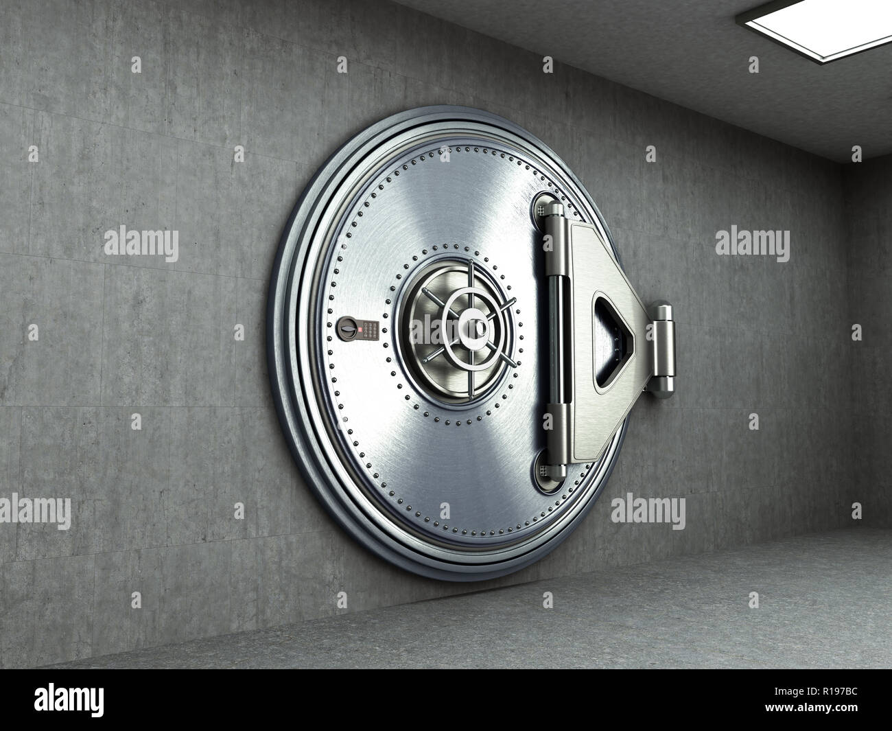 Big safe door background High resolution 3d render Stock Photo - Alamy