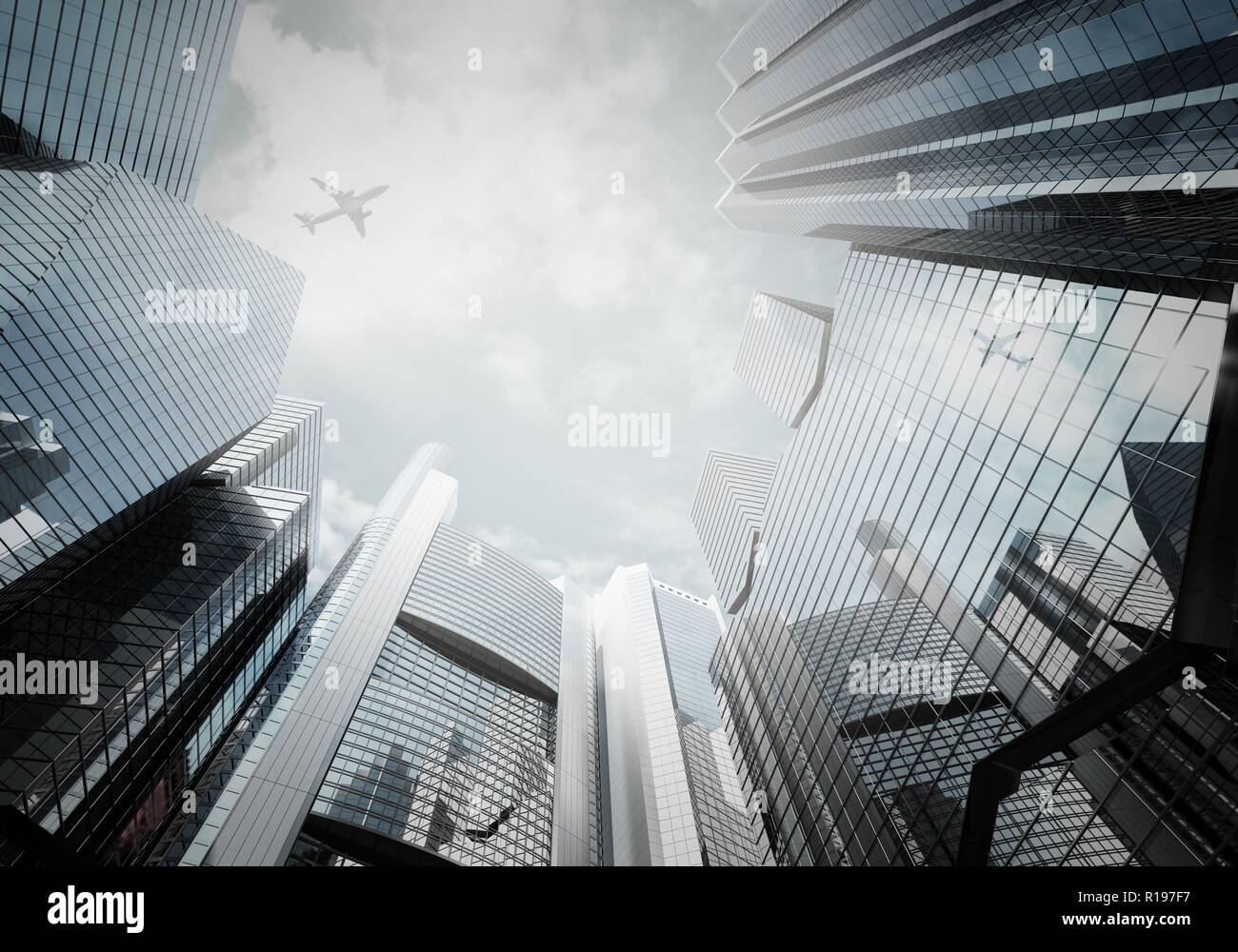 panorama cityscape modern high-rise buildings panorama of the central ...