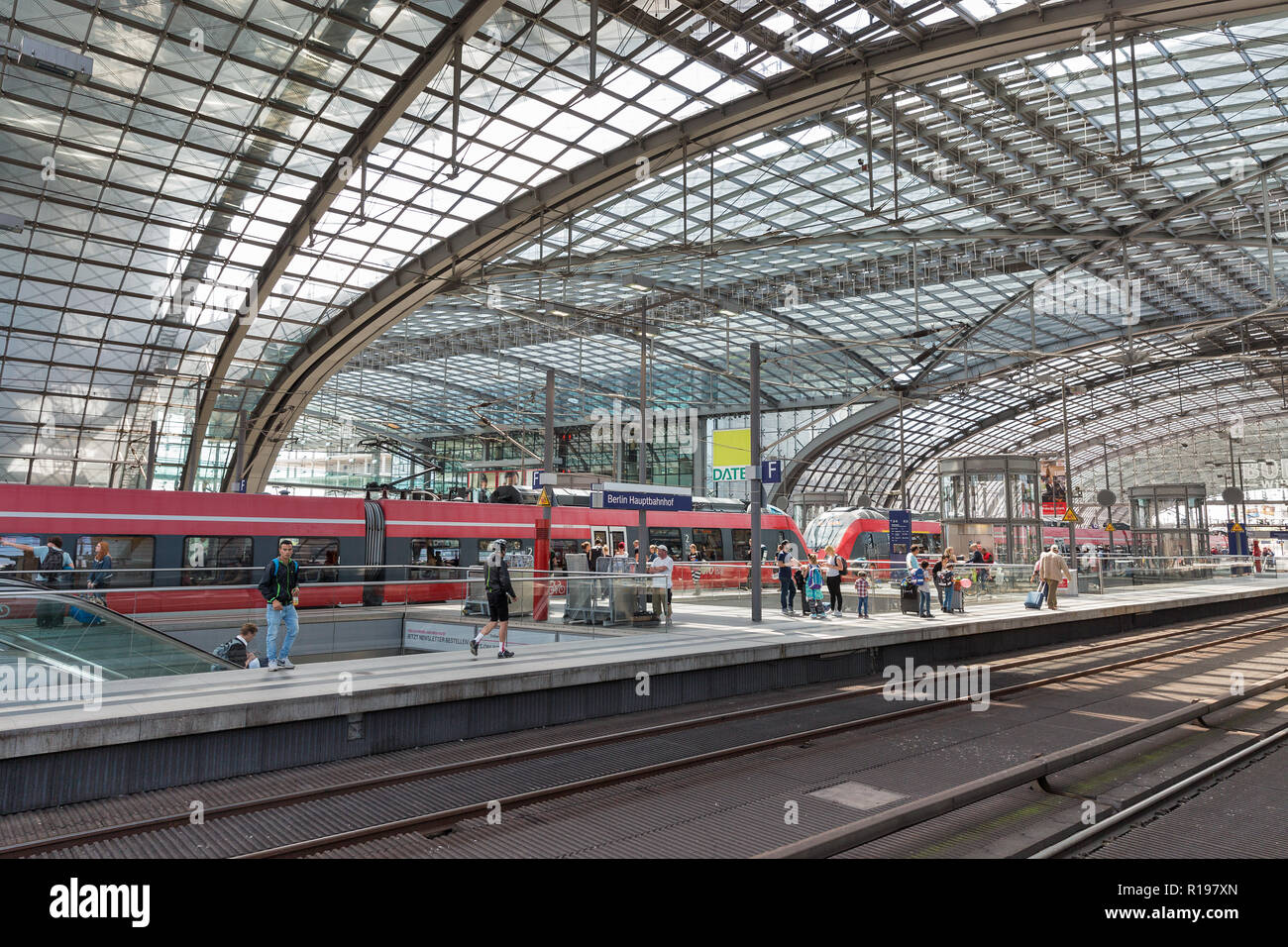 BERLIN, GERMANY - JULY 13, 2018: DB passenger train just arrived to ...