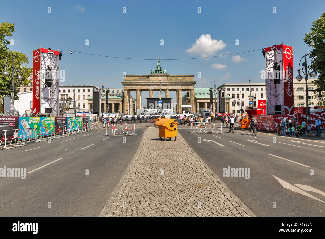 BERLIN, GERMANY - JULY 13, 2018: People visit football fan zone of FIFA ...
