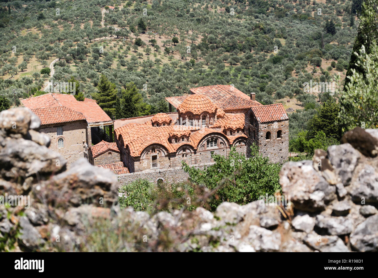 The abandoned medieval city of Mystras, Peloponnese, Greece Stock Photo ...