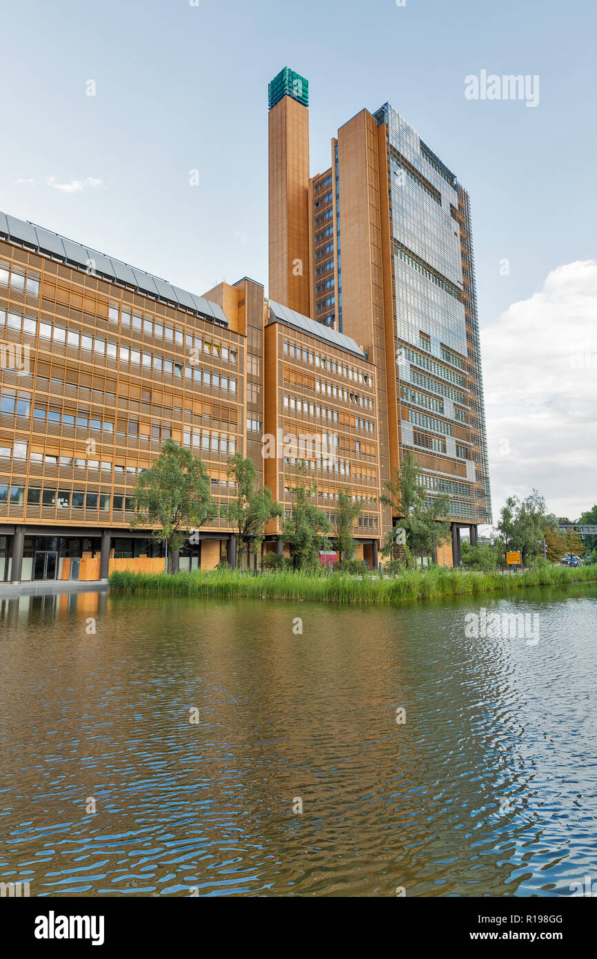 BERLIN, GERMANY - JULY 13, 2018: Modern beautiful building with Atrium ...