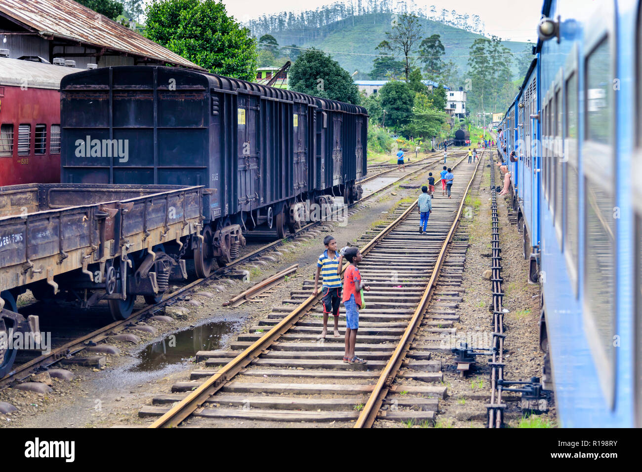 Kotagala, Sri Lanka - August 19, 2017: Train approaching Kotagala ...