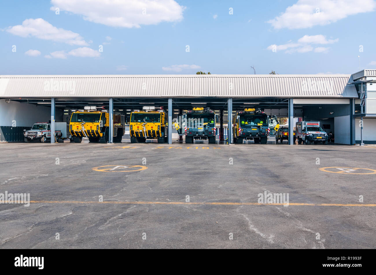 fire trucks, garage, windhoek airport, Hosea Kutako international ...