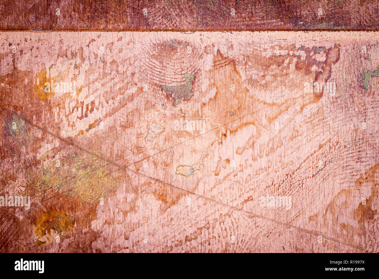 Scratched dirty dusty copper plate texture, old metal background ...