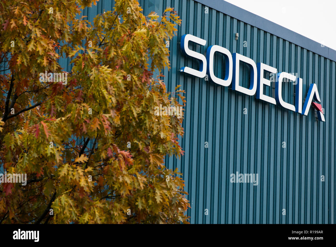 A logo sign outside of a facility occupied by Sodecia S.A., in Sterling ...