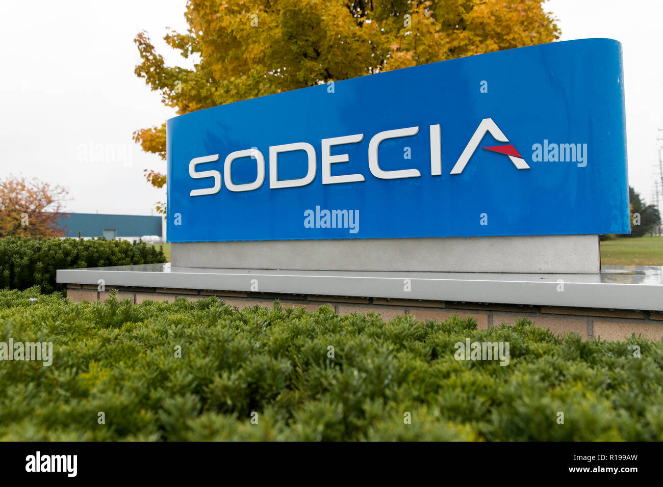 A logo sign outside of a facility occupied by Sodecia S.A., in Sterling ...