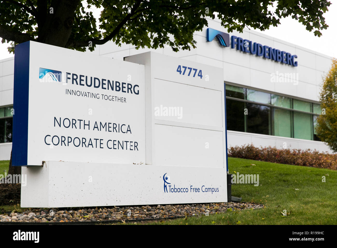 A logo sign outside of a facility occupied by The Freudenberg Group in ...