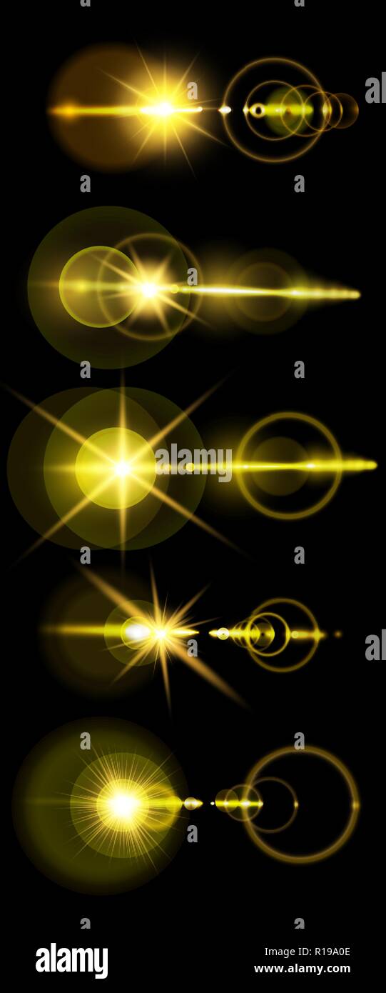 Set glowing golden lens Stock Vector Images - Alamy