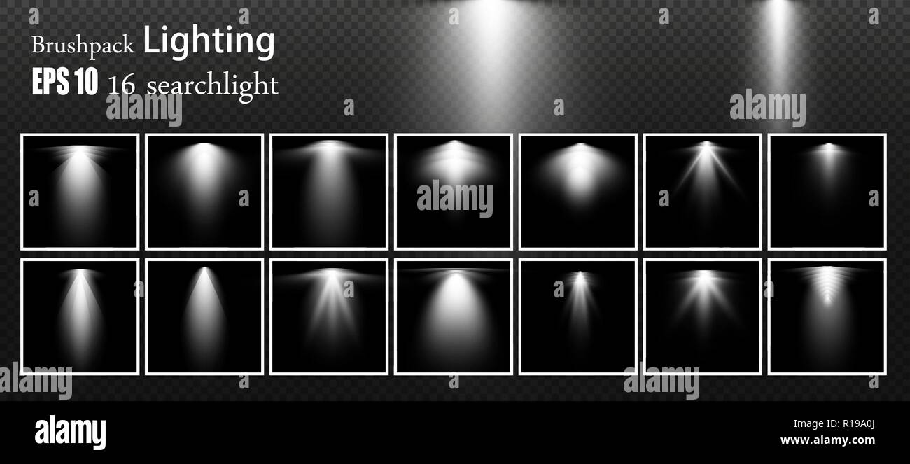 A set of searchlights. Vector light sources, concert lighting, steel ...
