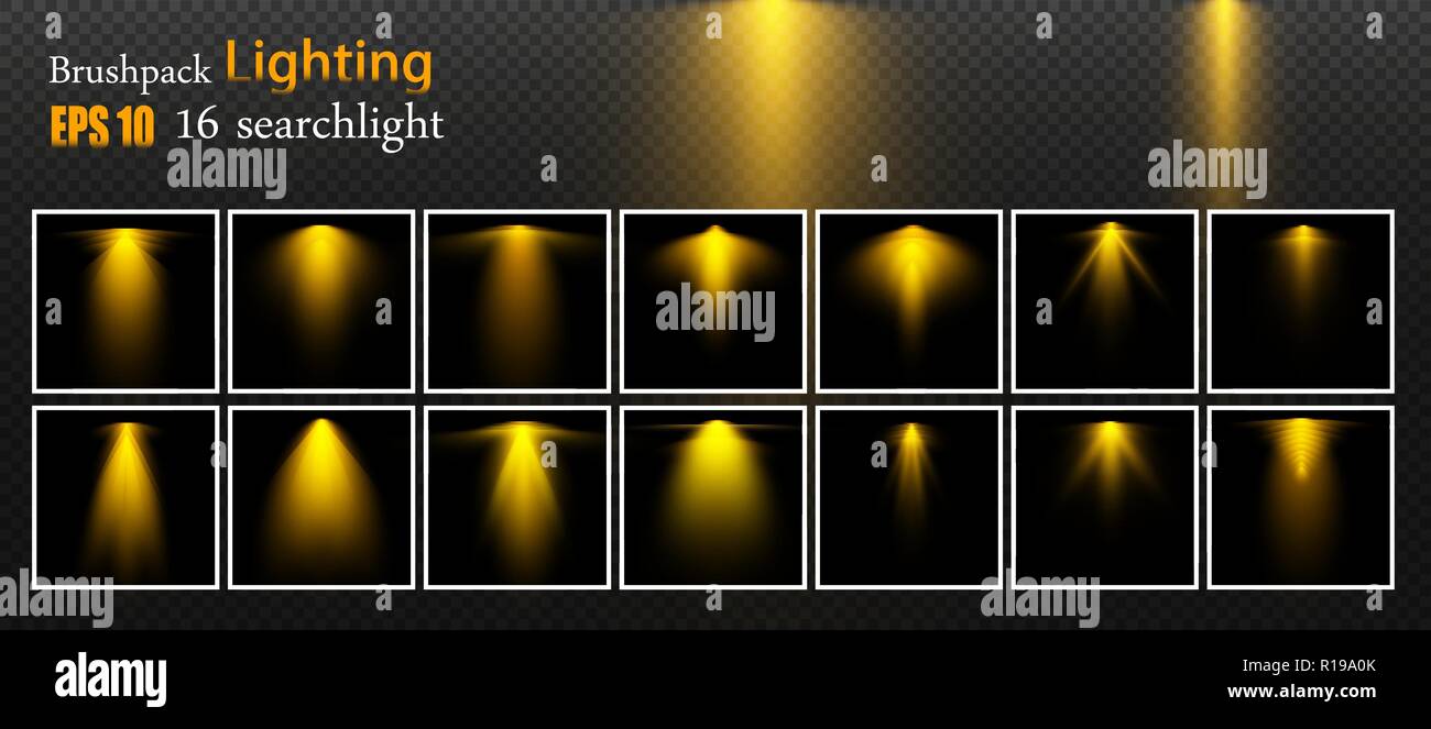 A set of searchlights. Vector light sources, concert lighting, steel ...