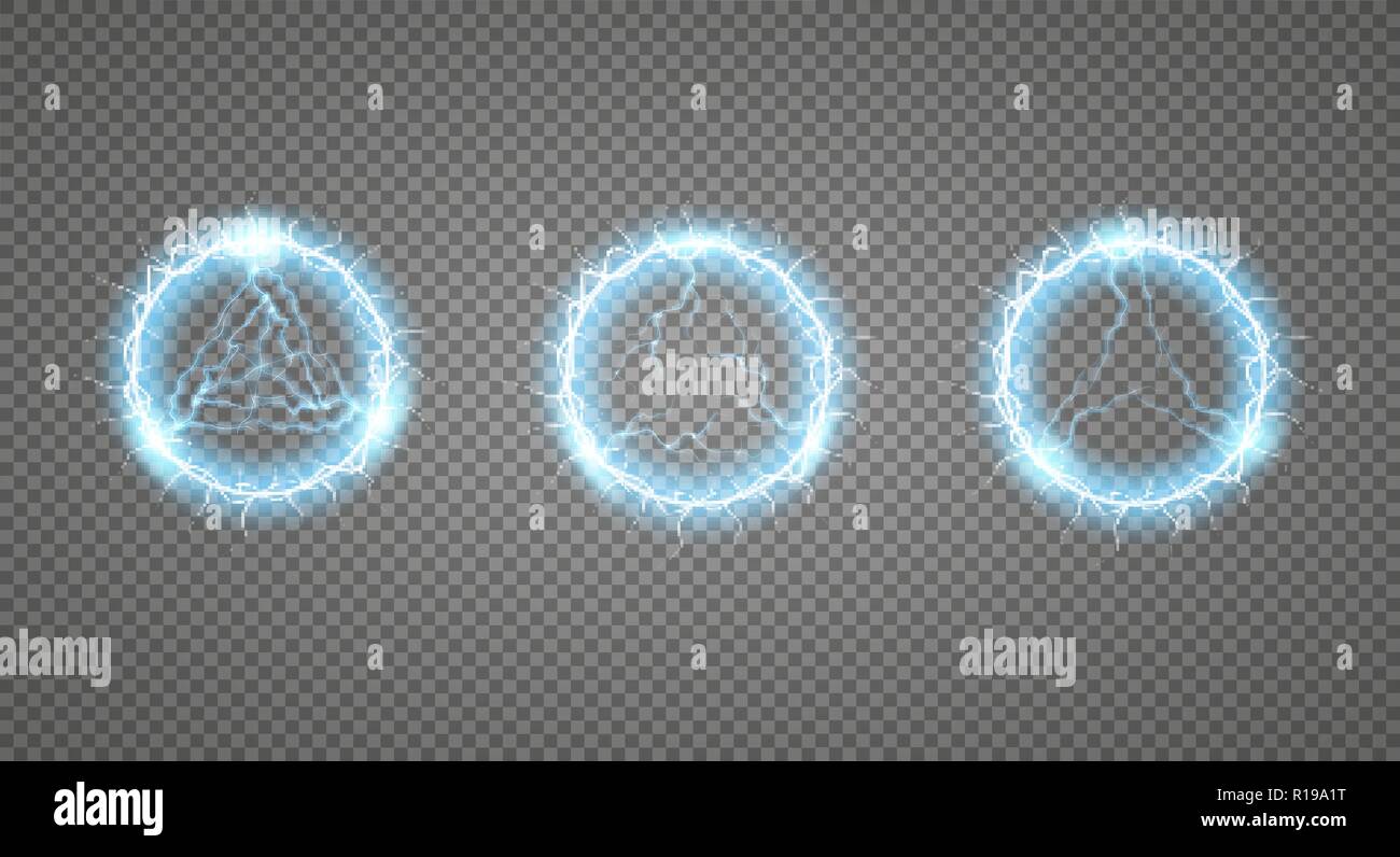 Ball lightning, light effect Abstract round frame with lightning ...