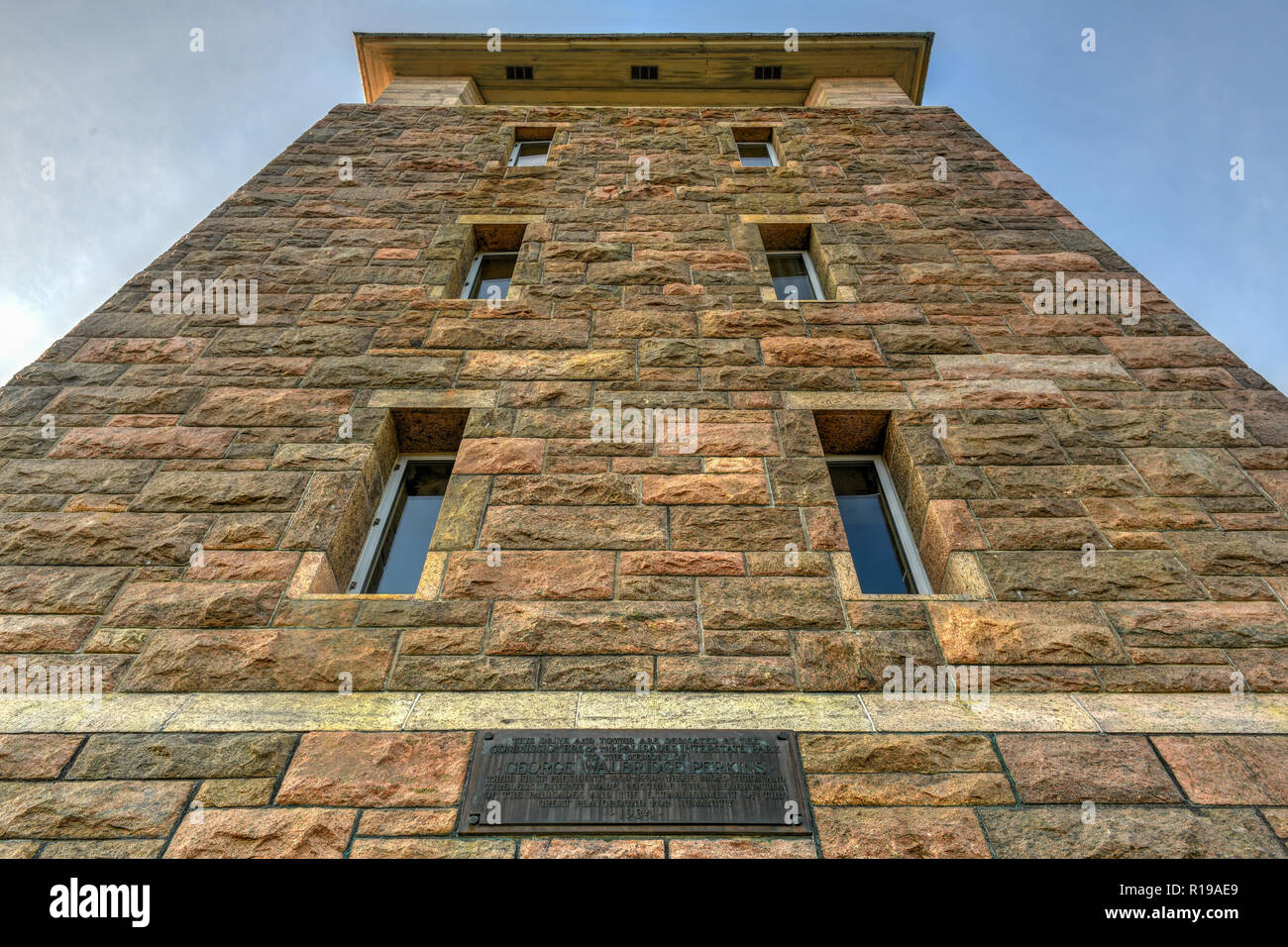 Perkins Memorial Tower atop Bear Mountain, one of the best-known peaks ...