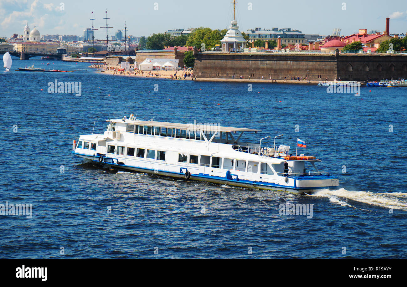 Water excursions along the rivers and canals of St. Petersburg Stock ...