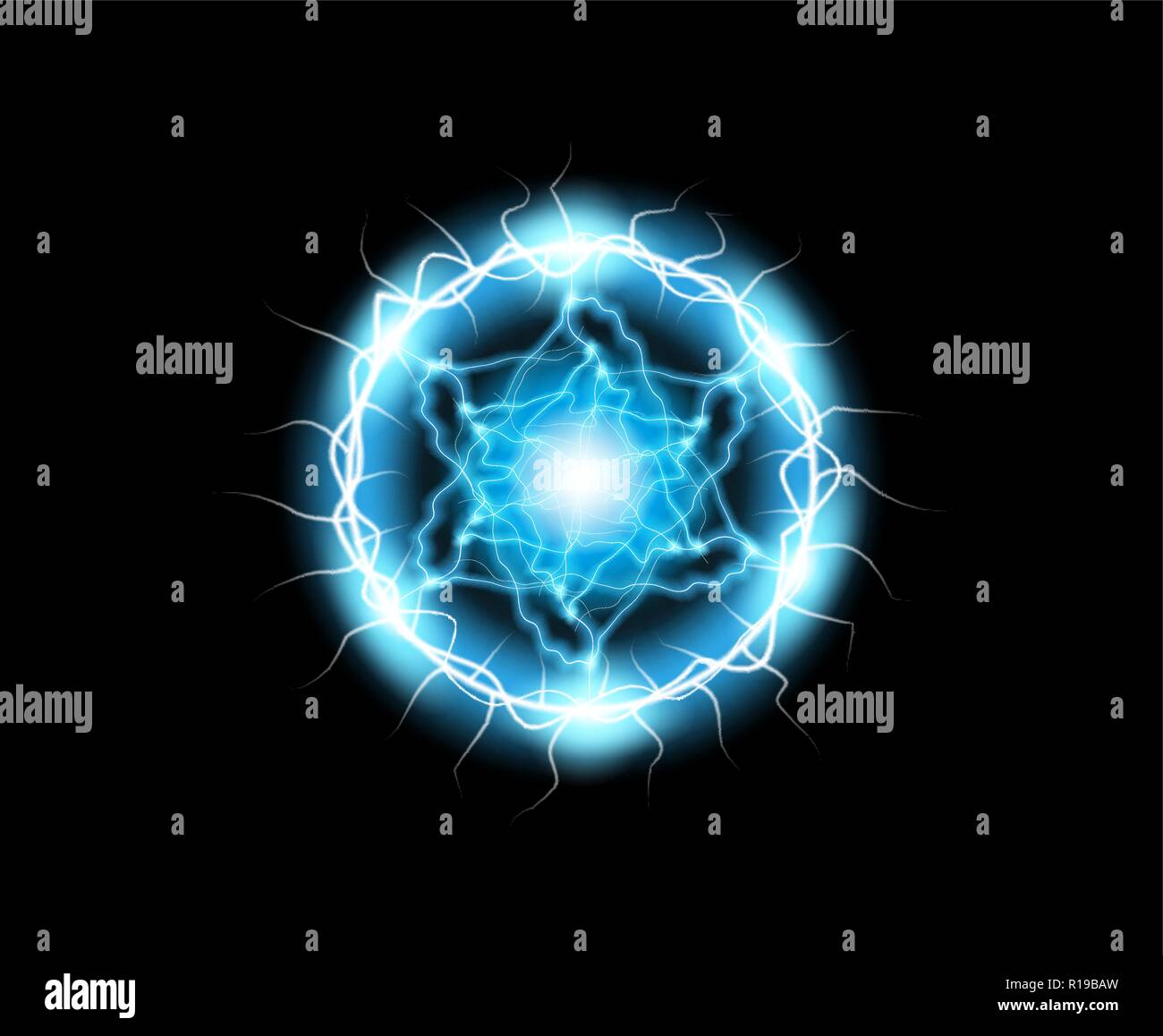 Ball lightning, light effect Abstract round frame with lightning ...