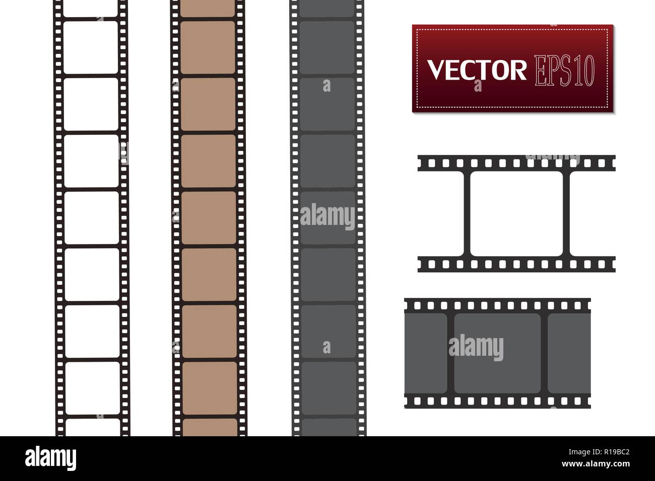Set of vector film strip isolated on transparent background Stock ...