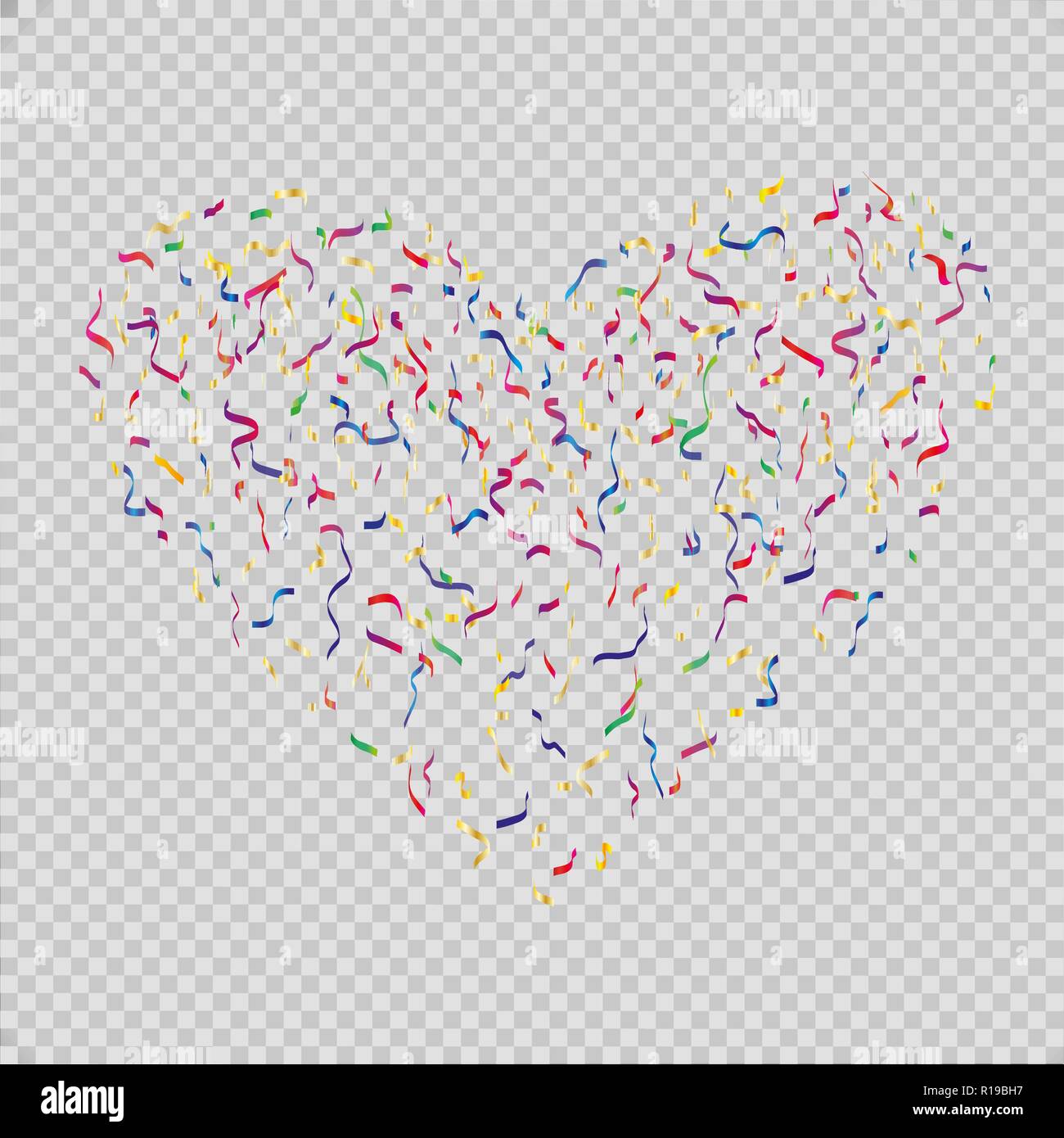 Many Falling Colorful Tiny Confetti And Ribbon Isolated On Transparent Background. Vector Stock ...