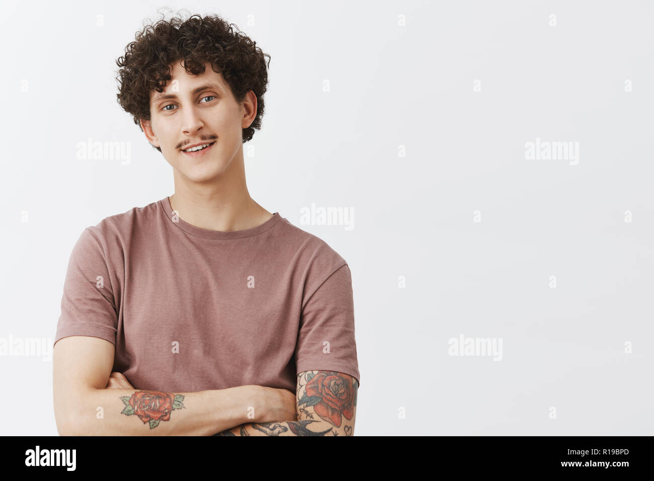 Impressed boyfriend proud of girlfriend making improvements. Portrait ...