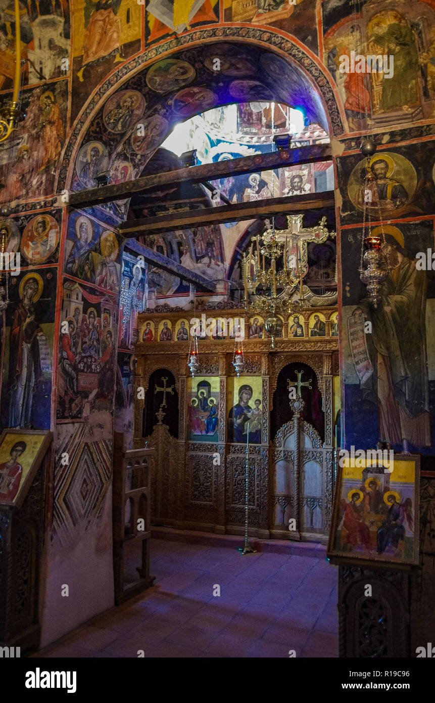 Meteora, Greece - January 6, 2018:Interior of church in Holy Trinity ...