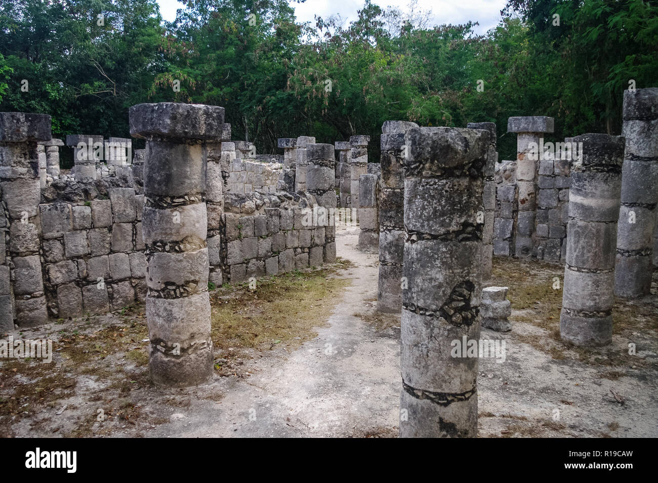 Temple group of the thousand columns in the Mayan archeological site ...