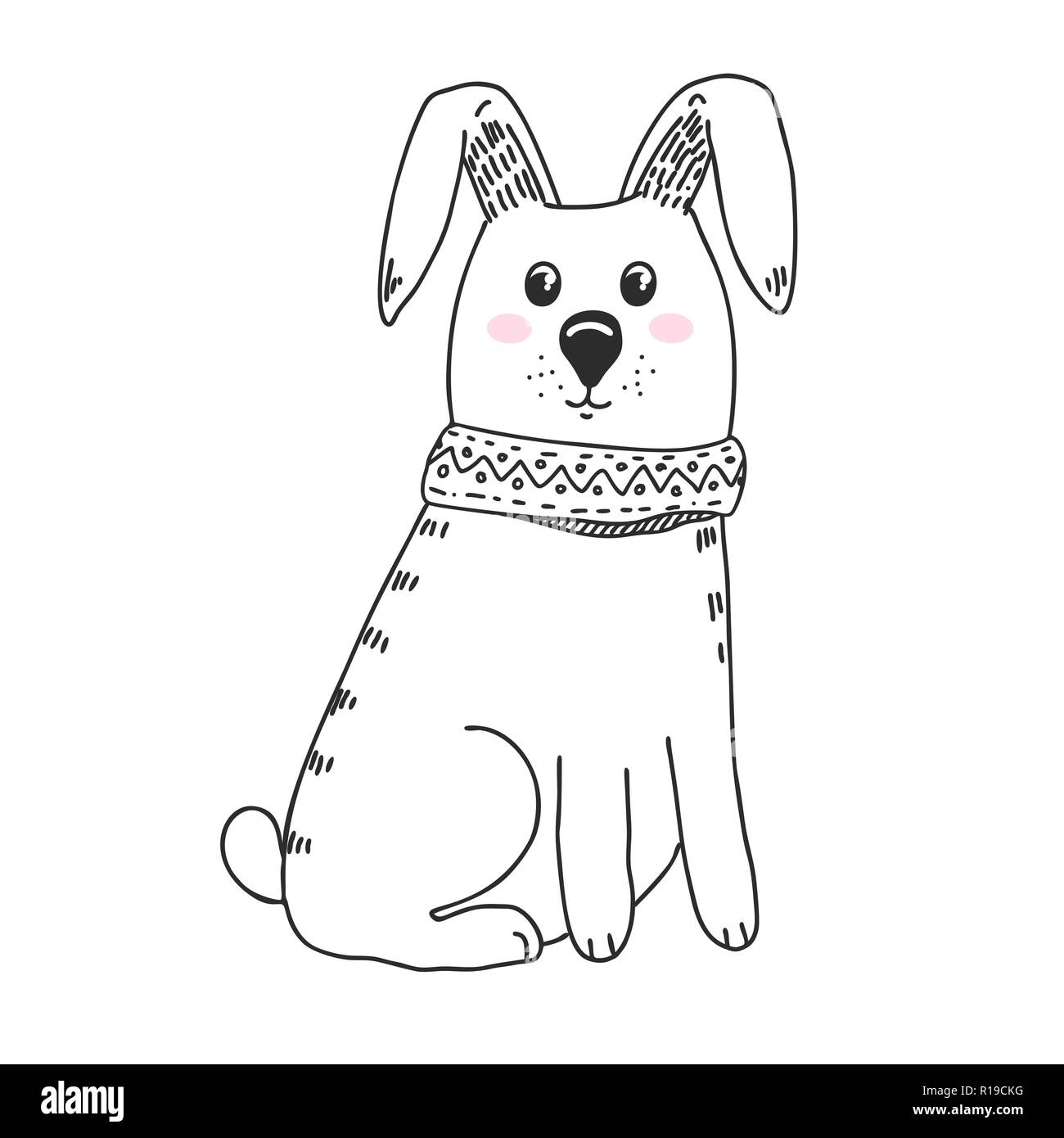 Doodle cute rabbit wild Cut Out Stock Images & Pictures - Alamy