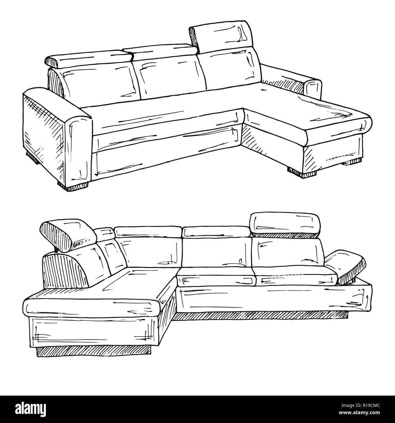 Set of sofas isolated on white background.Vector illustration in a ...