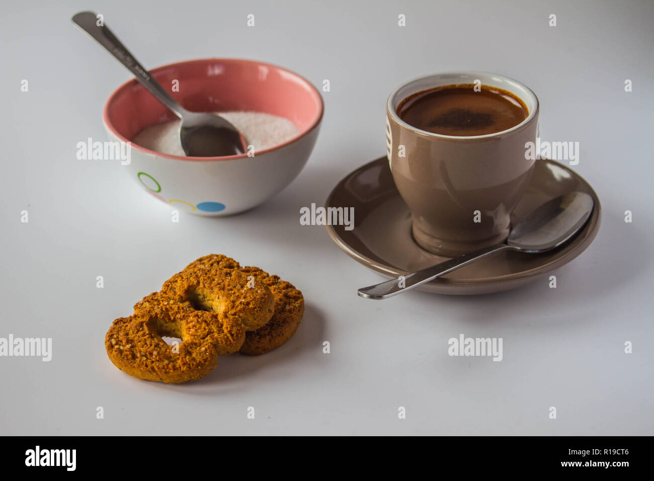 Italian breakfast with coffee and cookies Stock Photo - Alamy