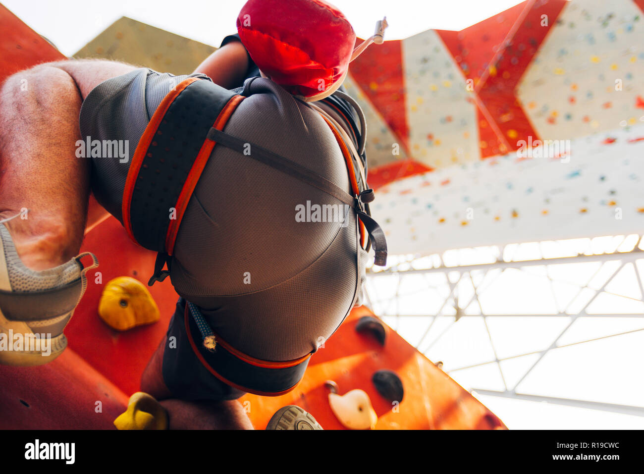 Active lifestyle and bouldering climbing, reaching the top concept ...